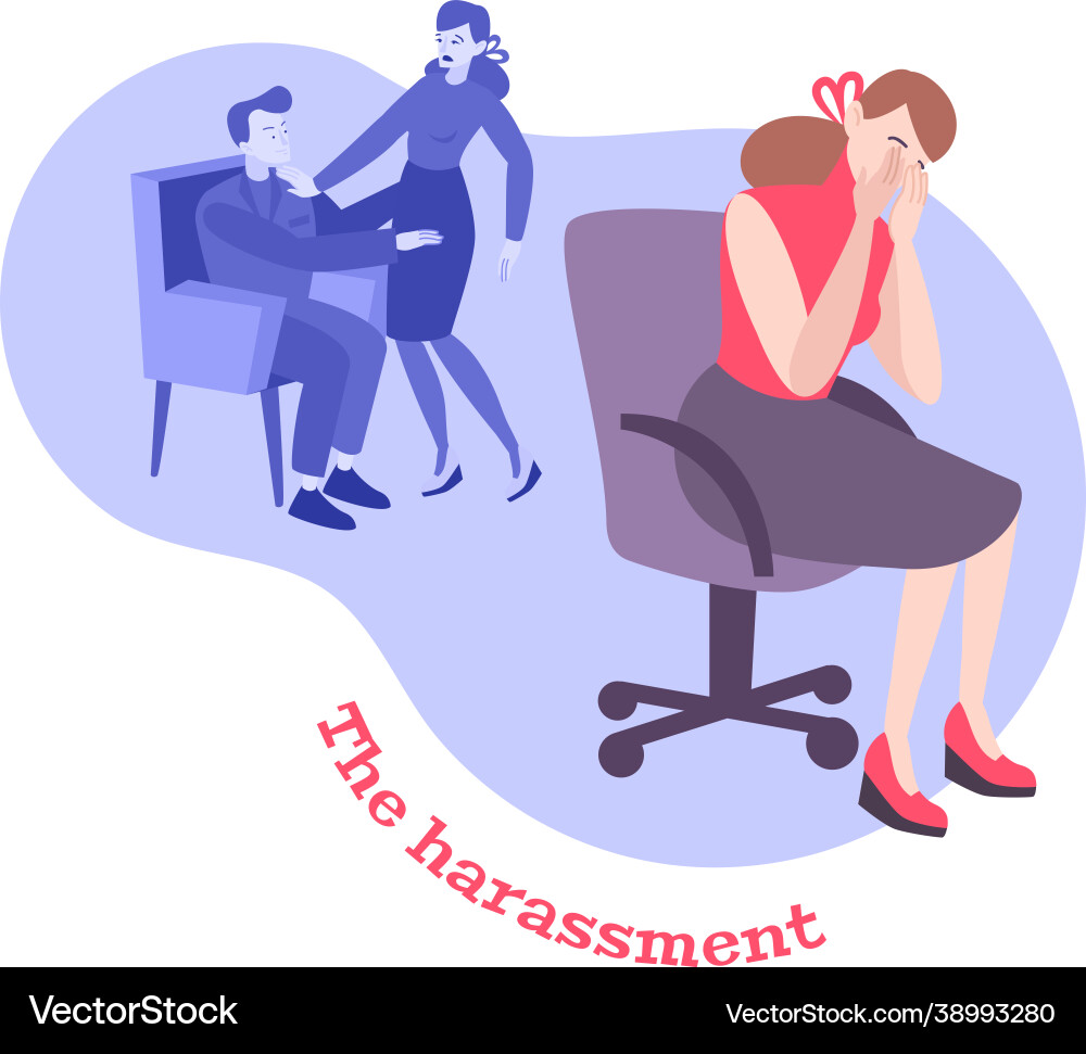 Harassment at work composition Royalty Free Vector Image