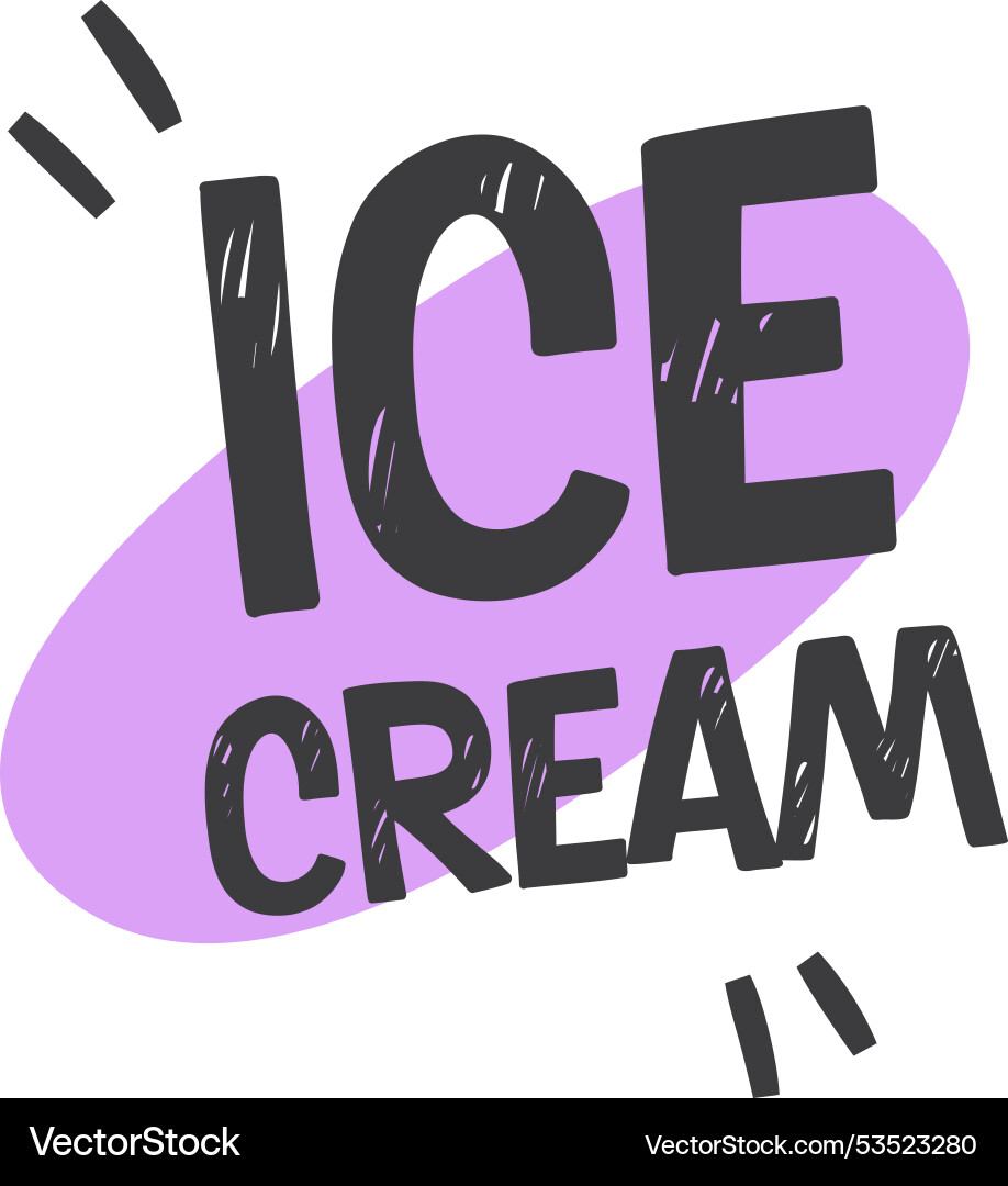 Ice cream lettering sticker Royalty Free Vector Image