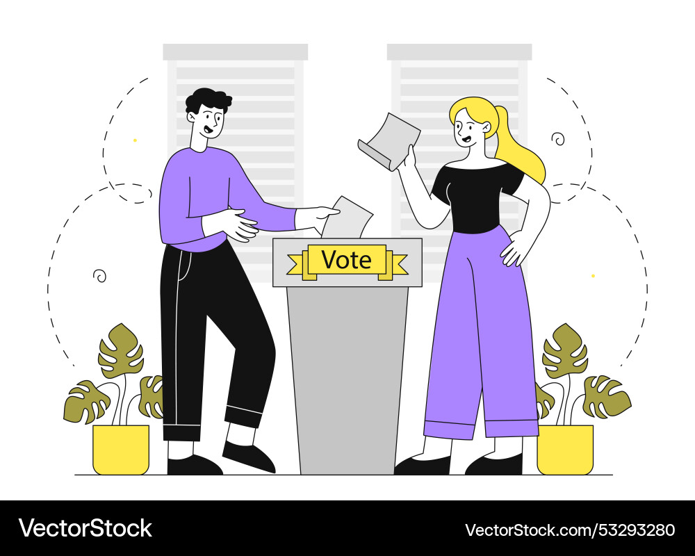 People voting concept man and woman with leaf Vector Image
