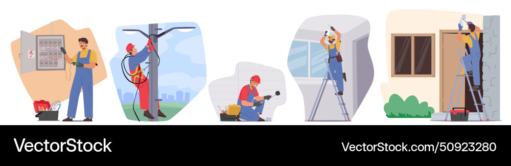 Set electrical utility delivery of energy Vector Image