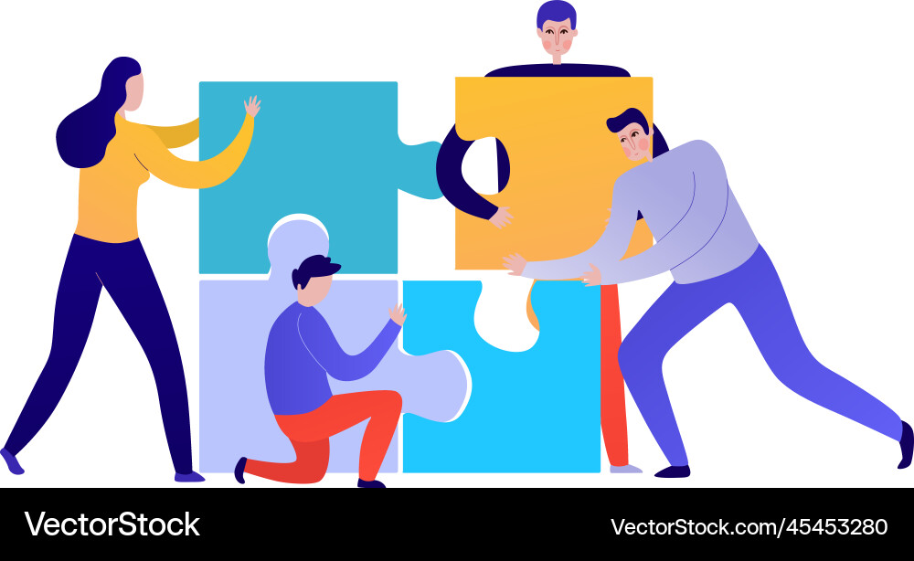 Teamwork Puzzle Collaboration Royalty Free Vector Image