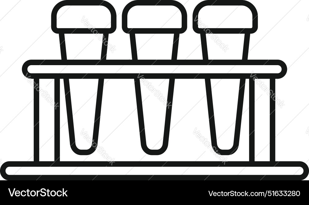 Three test tubes standing in a tube rack being Vector Image