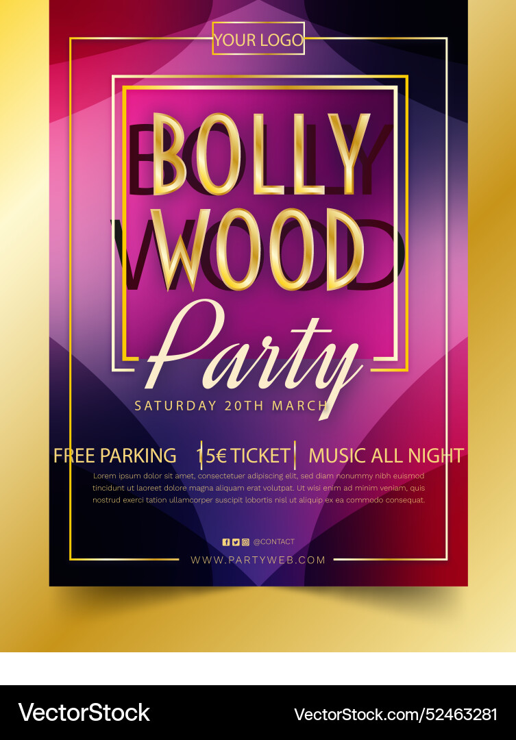 Bollywood party poster template Royalty Free Vector Image