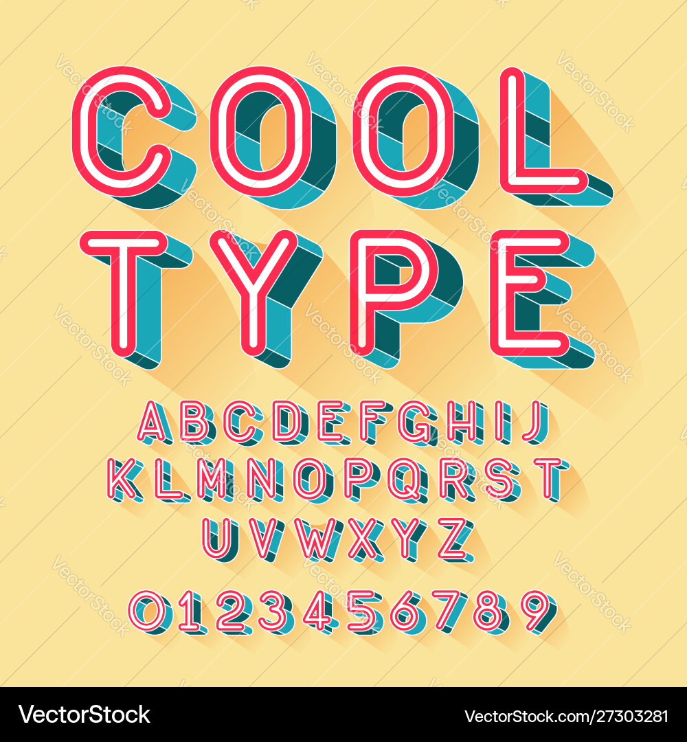 Cool isometric font alphabet letters and numbers Vector Image