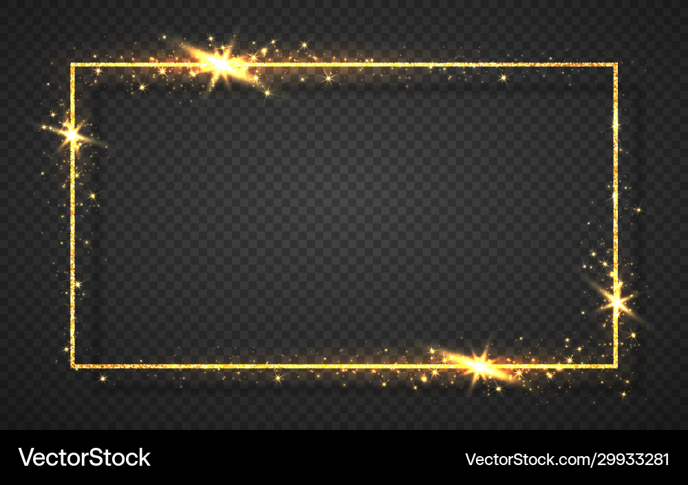 Gold shiny glitter glowing vintage frame Vector Image
