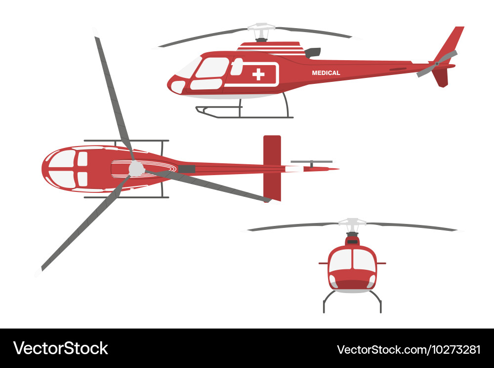 Medical helicopter in flat style Royalty Free Vector Image