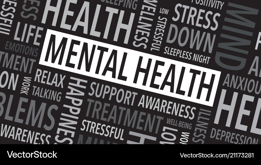 Mental Health Words Collage Royalty Free Vector Image