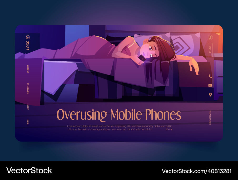 Overusing mobile phones internet addiction banner Vector Image