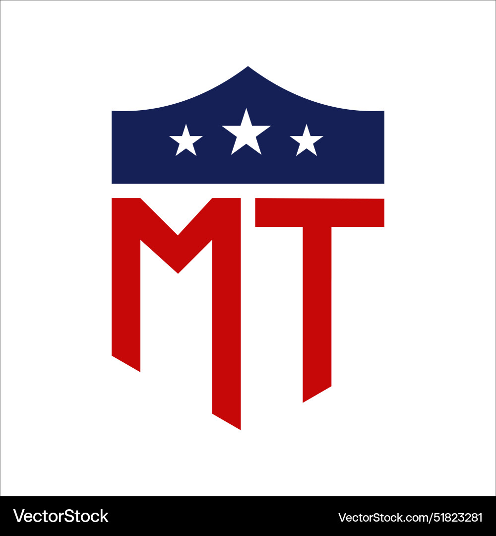 Patriotic mt logo design letter Royalty Free Vector Image