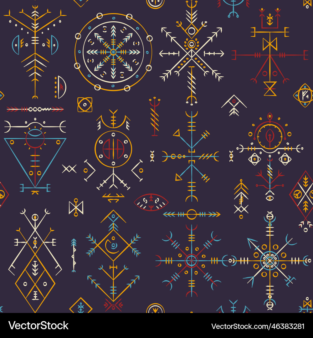 Scandinavian symbols colorful seamless pattern Vector Image