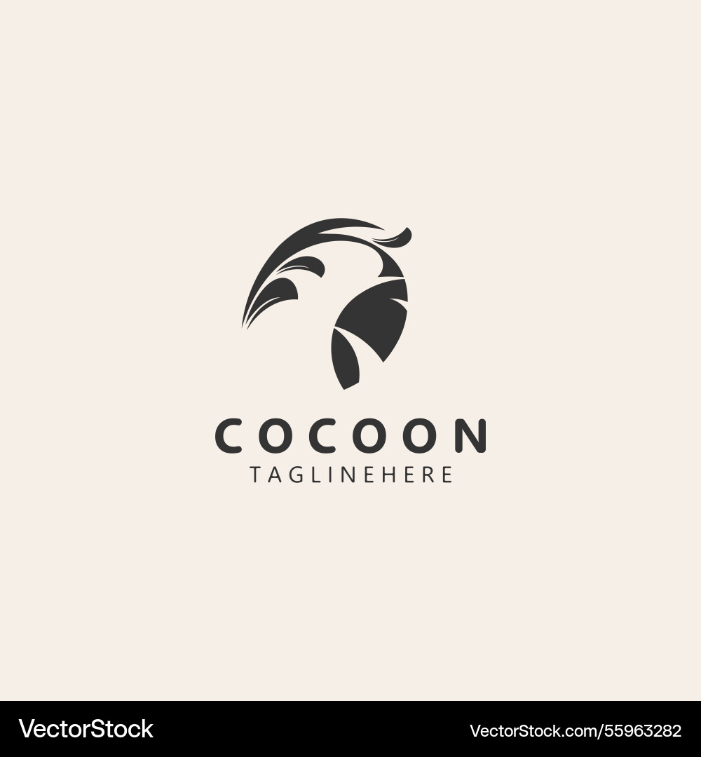Cocoon logo butterfly silkworm symbol caterpillar Vector Image