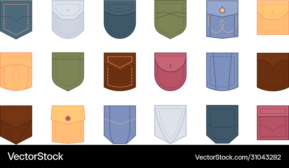 Colorful Patch Pocket Set Royalty Free Vector Image