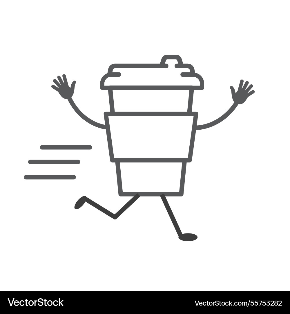 Fast coffee logo running cup Royalty Free Vector Image