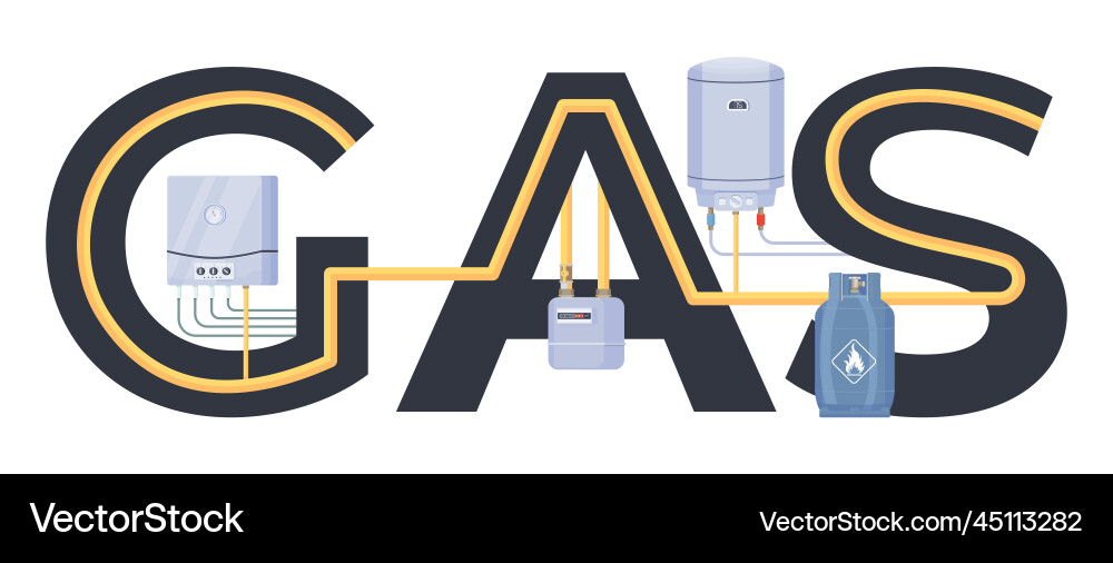 Flat gas text Royalty Free Vector Image - VectorStock