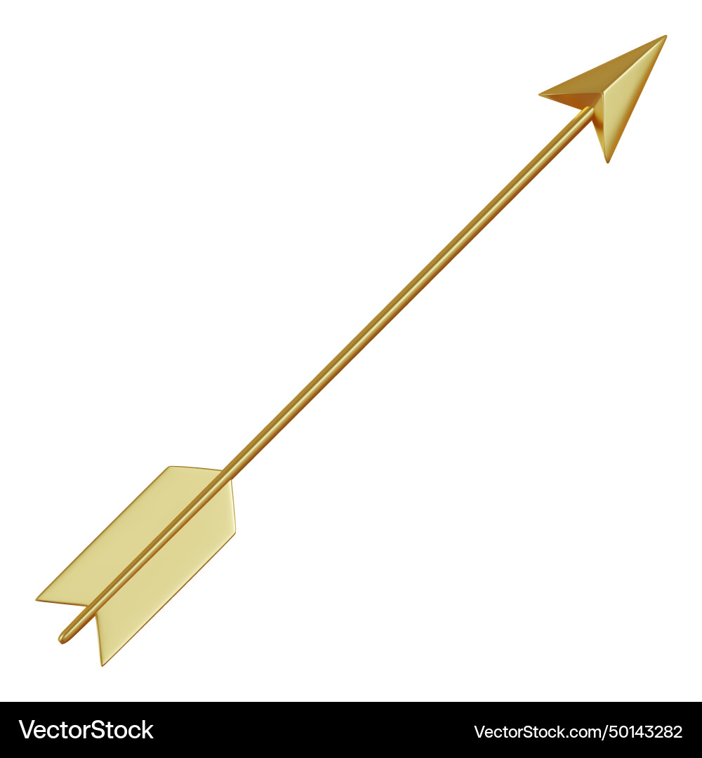 Golden arrow pointing right up realistic 3d icon Vector Image