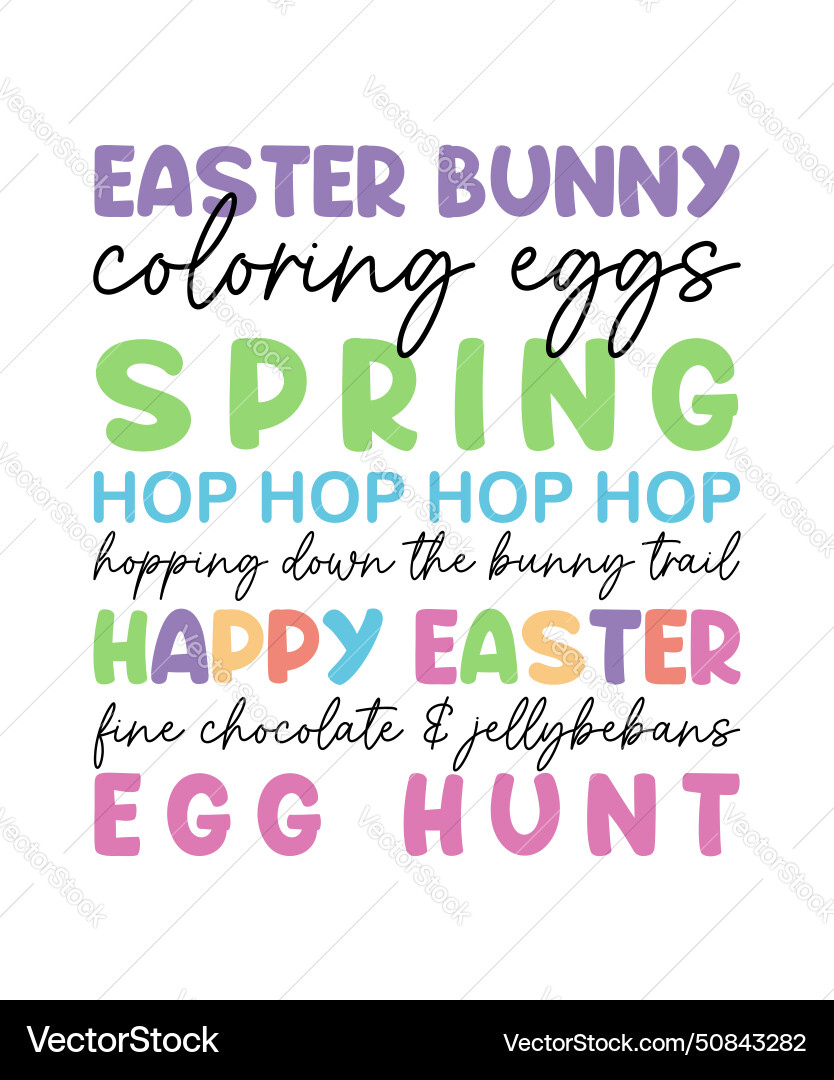 Spring easter word cloud bunny phrase lettering Vector Image