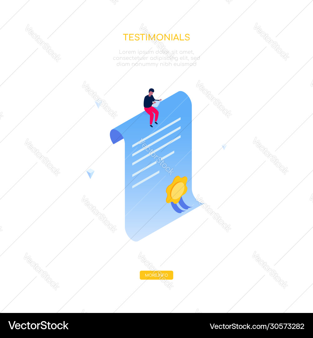 Testimonials concept - modern isometric web Vector Image