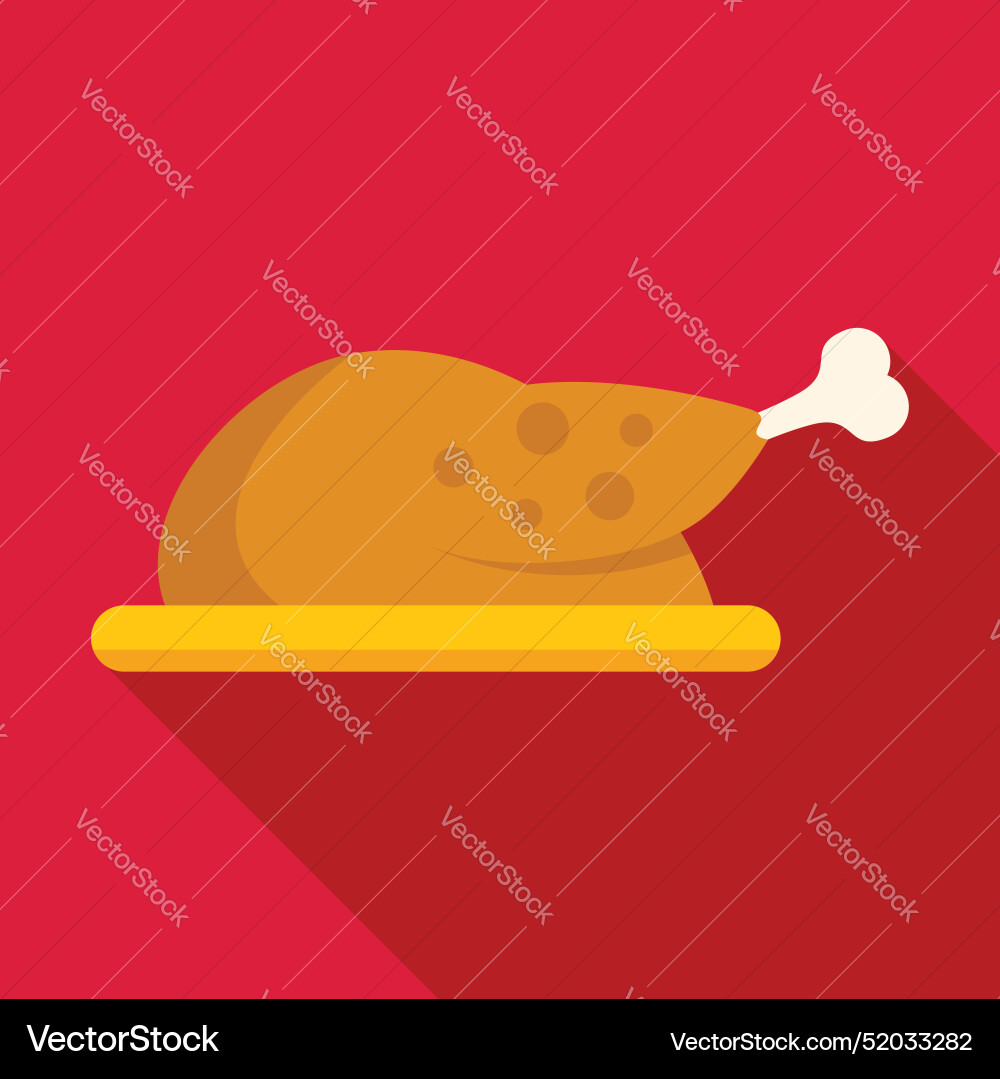 Whole roasted chicken lying on a tray flat design Vector Image