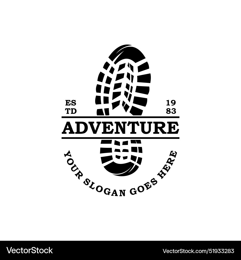 Adventure shoe trail logo vintage Royalty Free Vector Image