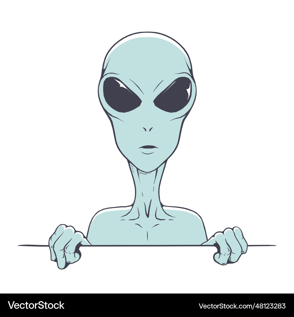 Alien peeps out from a barrier Royalty Free Vector Image