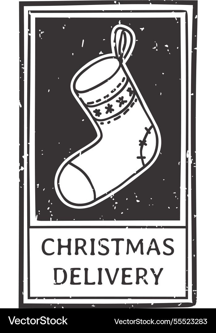 Christmas delivery stamp showing white Royalty Free Vector