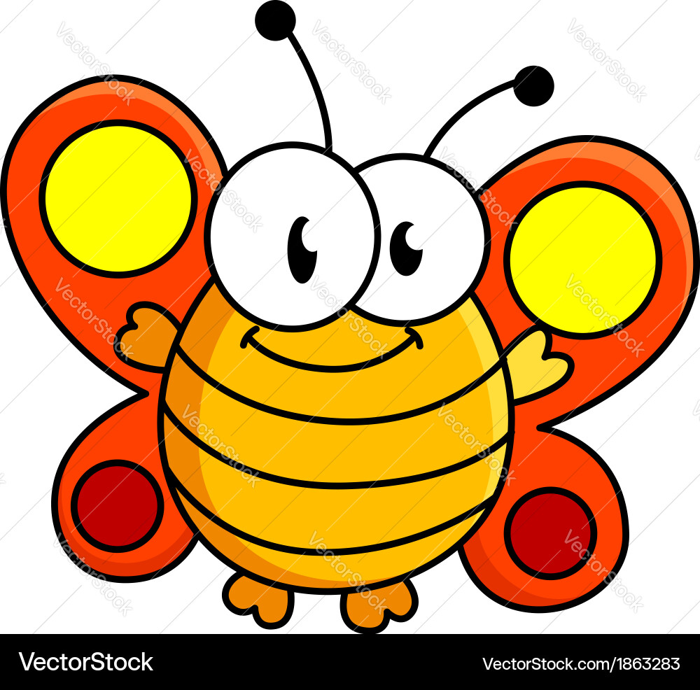 Fat butterfly cartoon Royalty Free Vector Image
