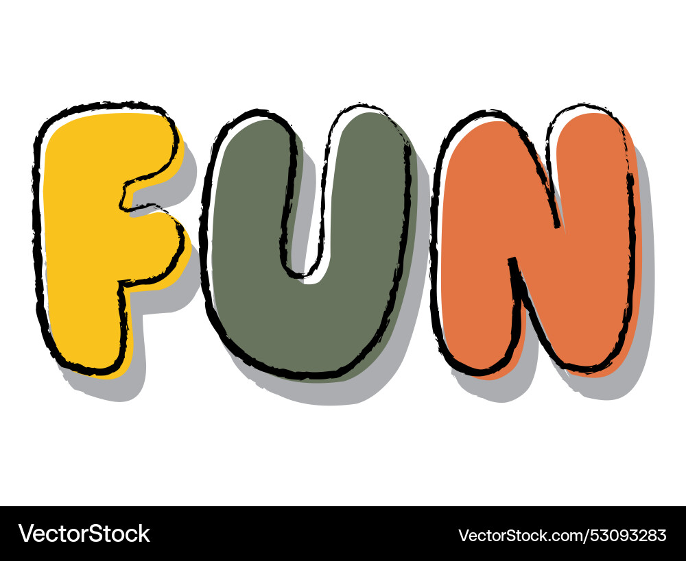 Lettering fun sticker 3d design Royalty Free Vector Image
