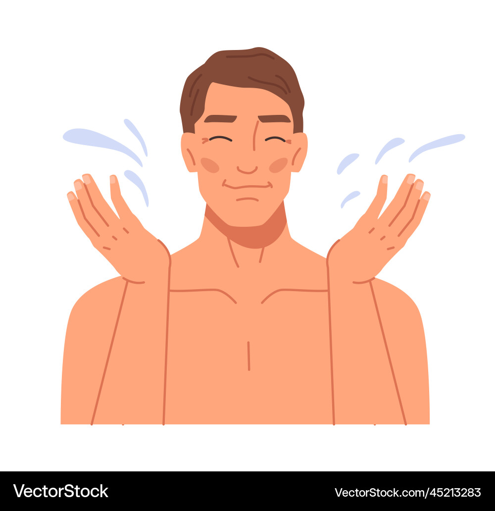 Man washing face water splashes Royalty Free Vector Image