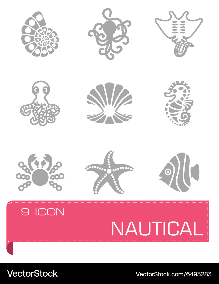 Nautical Marine Icon Set Royalty Free Vector Image