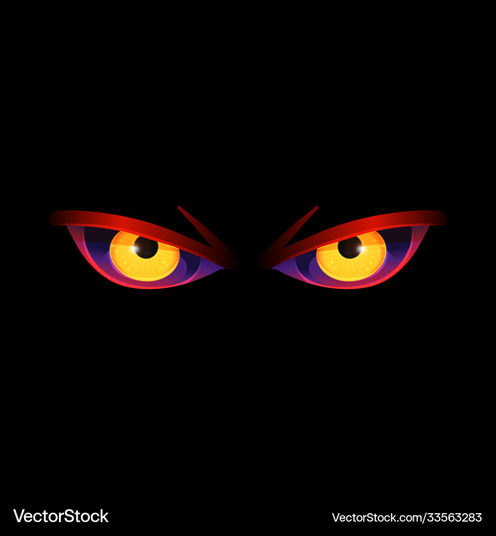 Scary yellow evil eyes angry halloween monster Vector Image