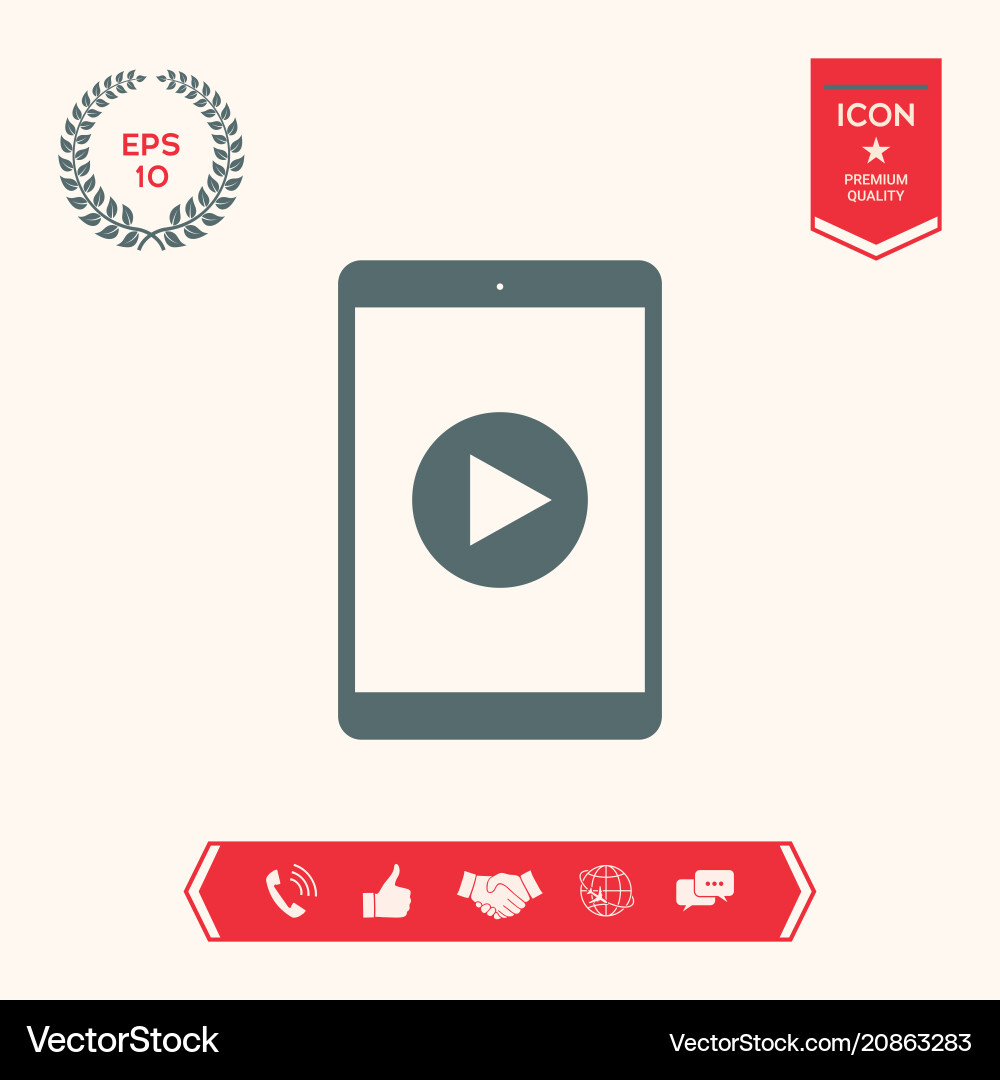 Tablet with play button icon Royalty Free Vector Image