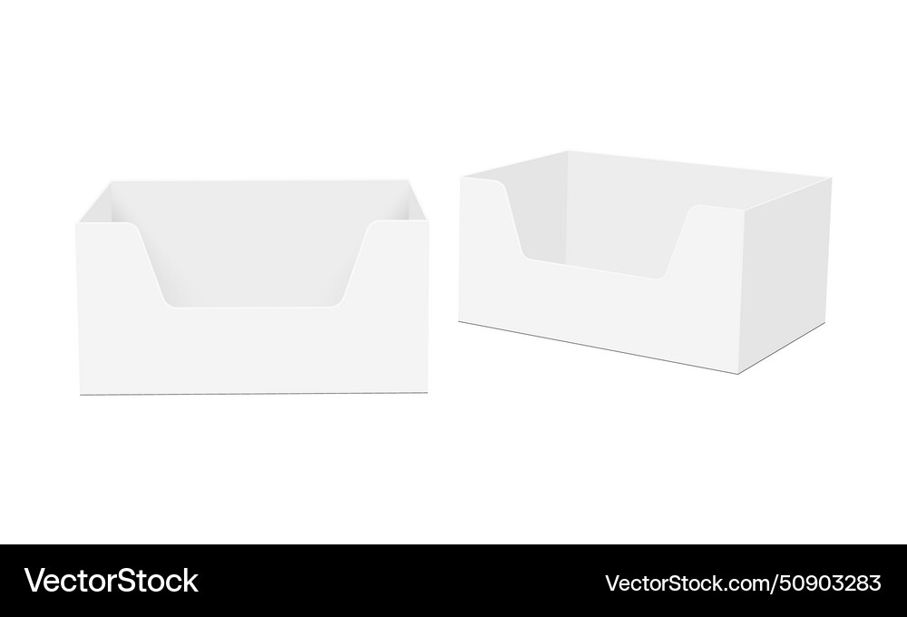 Two empty display boxes front and side view Vector Image