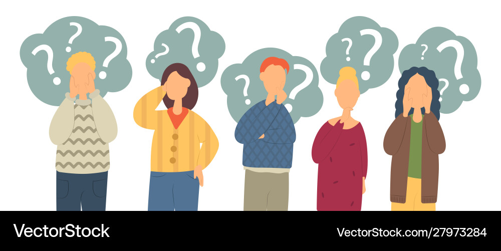 Collection portraits thoughtful people Royalty Free Vector