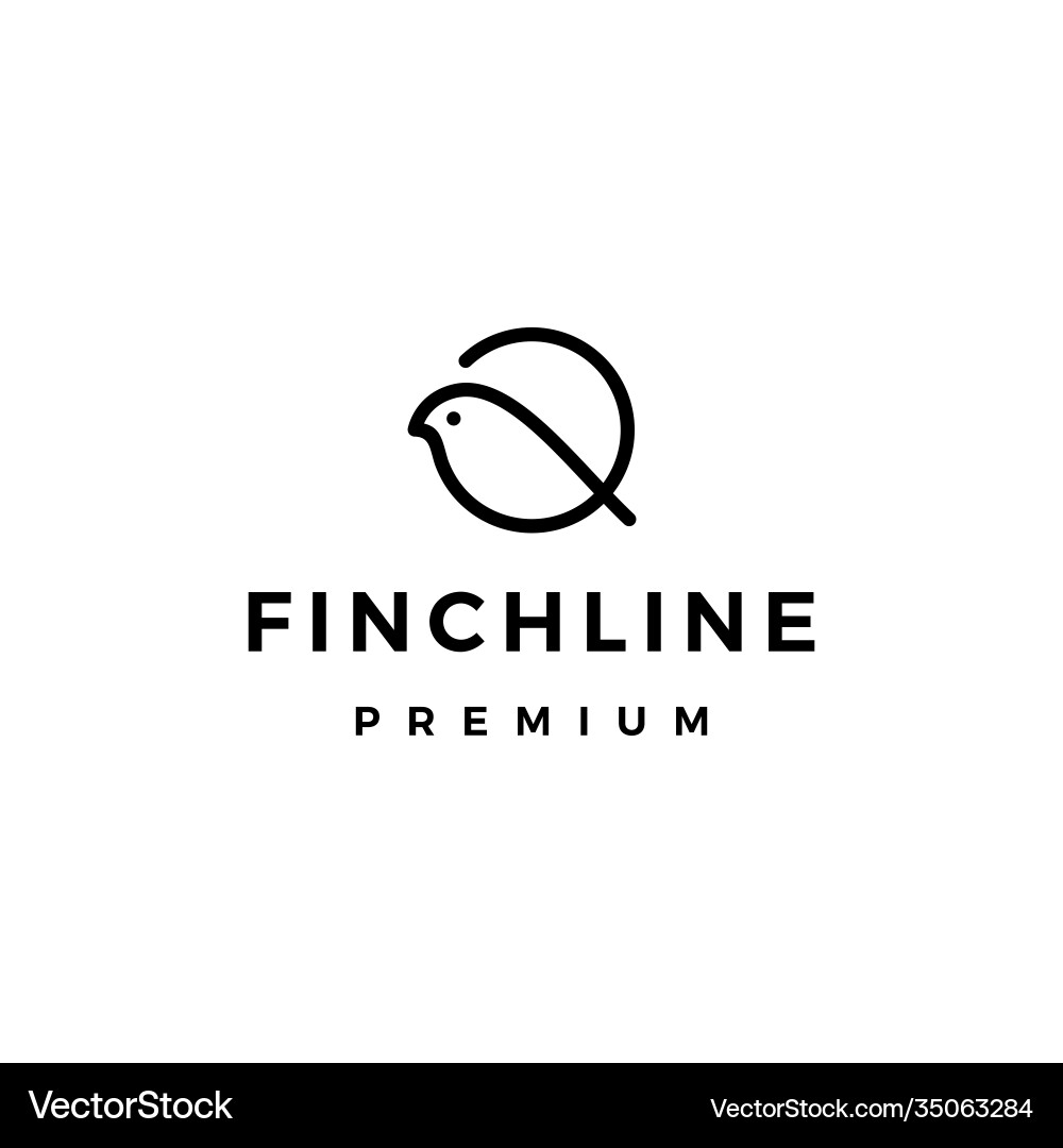 Finch Vogel Linie Umriss Logo-Symbol Lizenzfreier Vektor