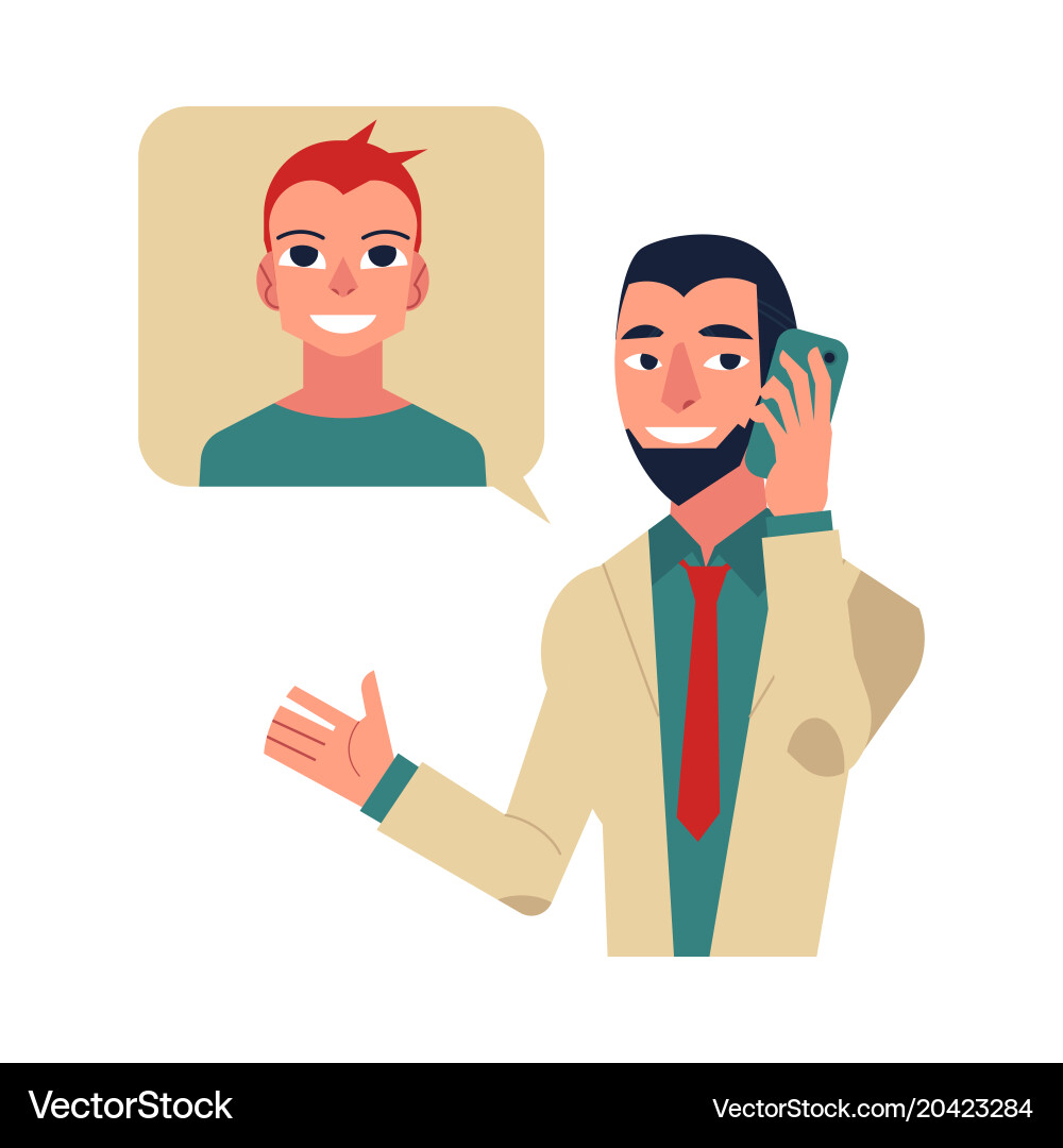 Flat happy doctor calling to patient Royalty Free Vector