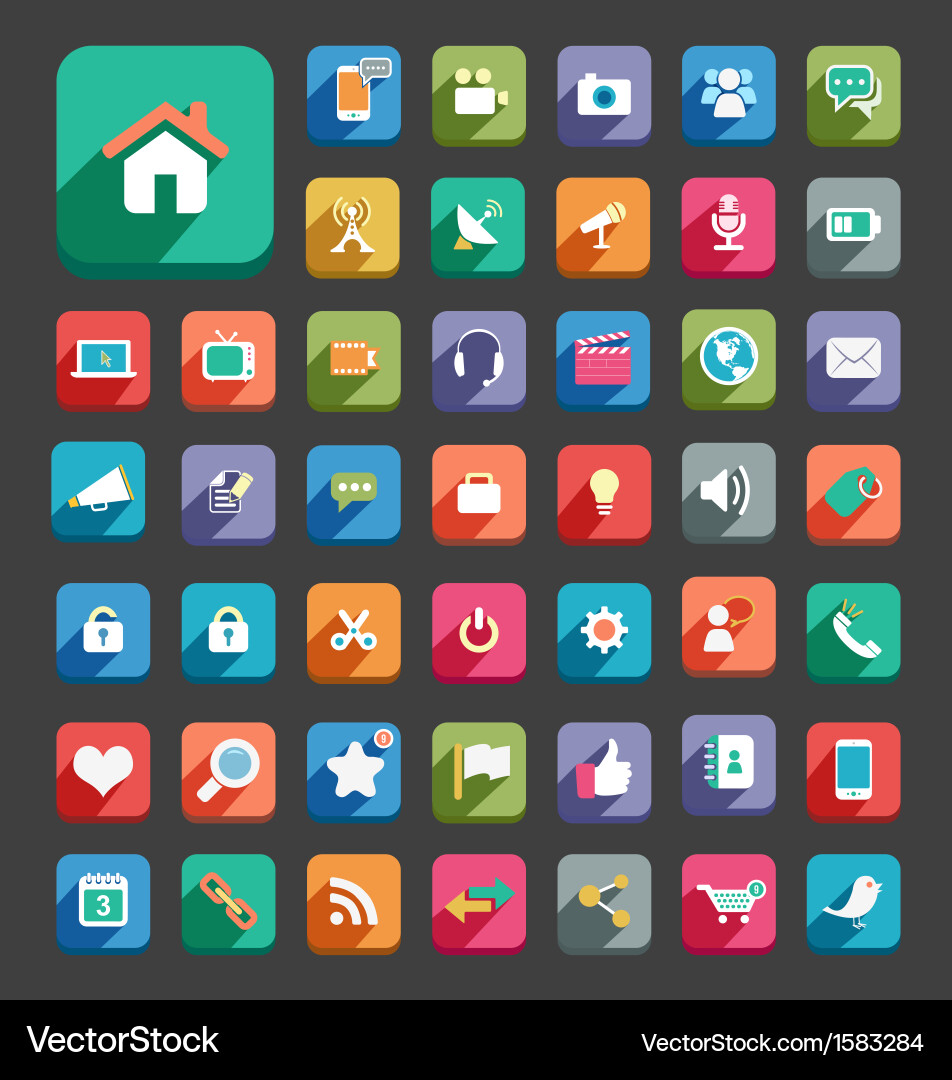 Flat Icon Set - Diverse Symbols Royalty Free Vector Image