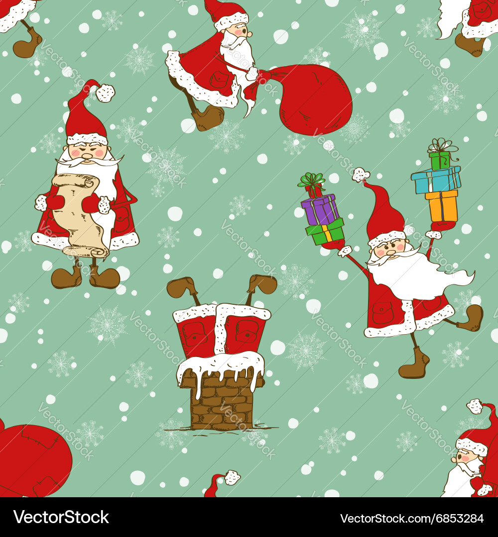 Funny Christmas Seamless Pattern Royalty Free Vector Image