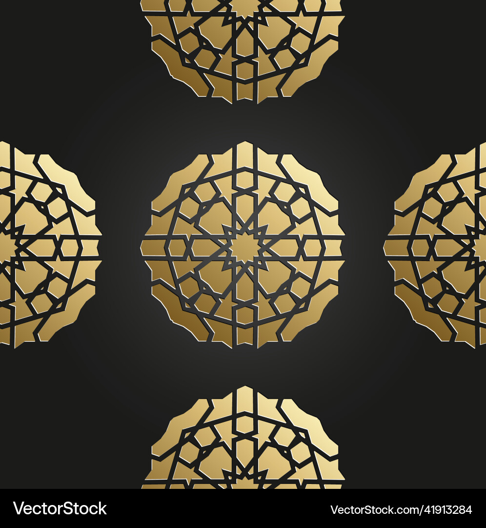 Gold seamless islamic pattern with radial ornament