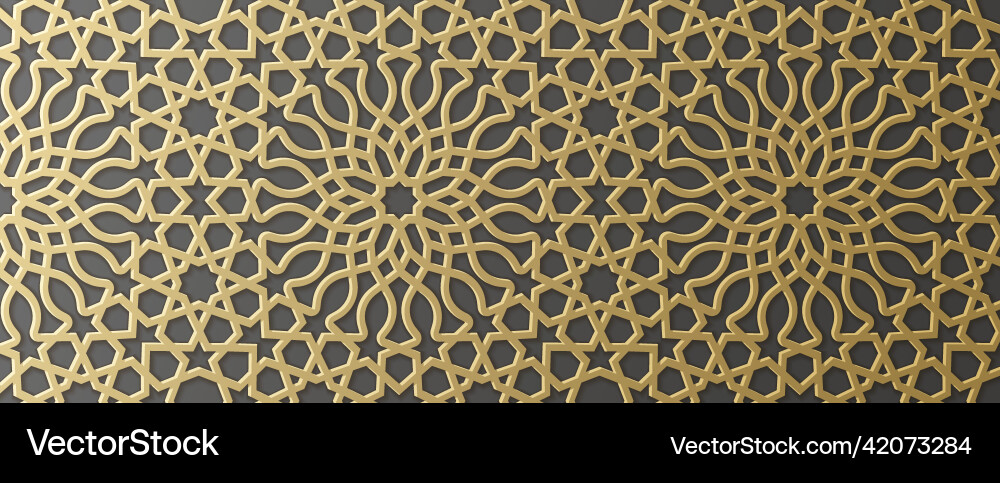 Golden background with 3d pattern in islamic Vector Image