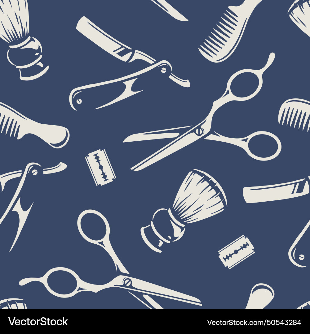Hairdressing salon pattern seamless monochrome Vector Image