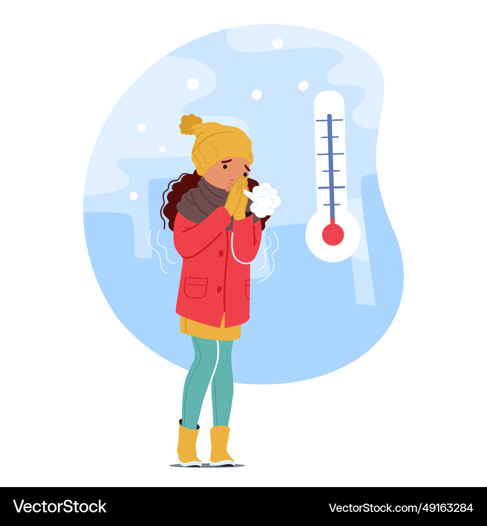 Little girl character shivered enveloped Vector Image