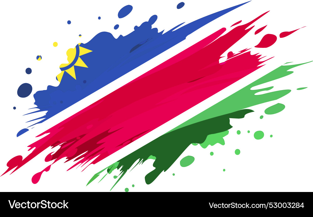 Namibia flag painted with grunge brush stroke Vector Image