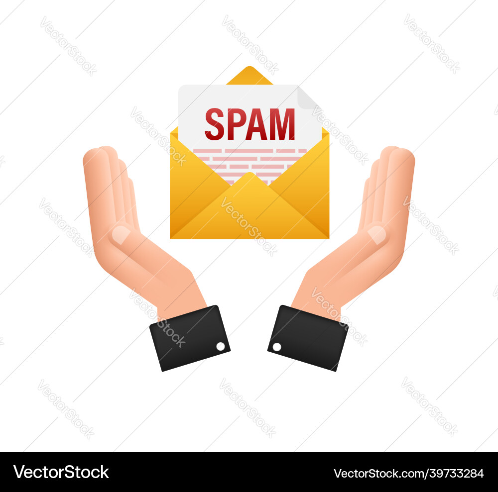 No spam sign in hands email warning concept Vector Image