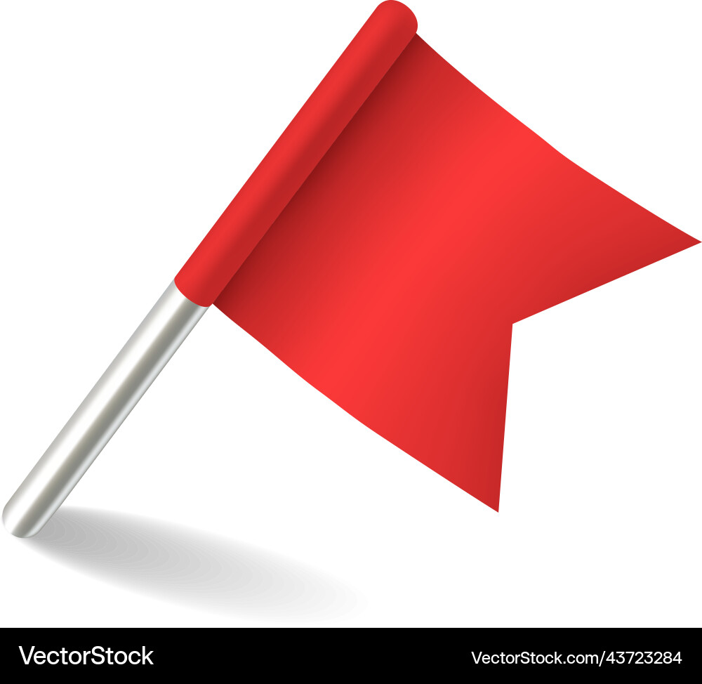Office stationery mockup realistic red flag pin Vector Image