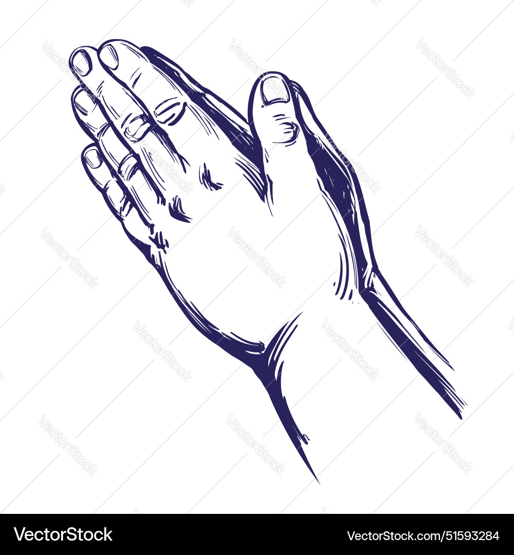Praying hands prayer to god symbol Royalty Free Vector Image