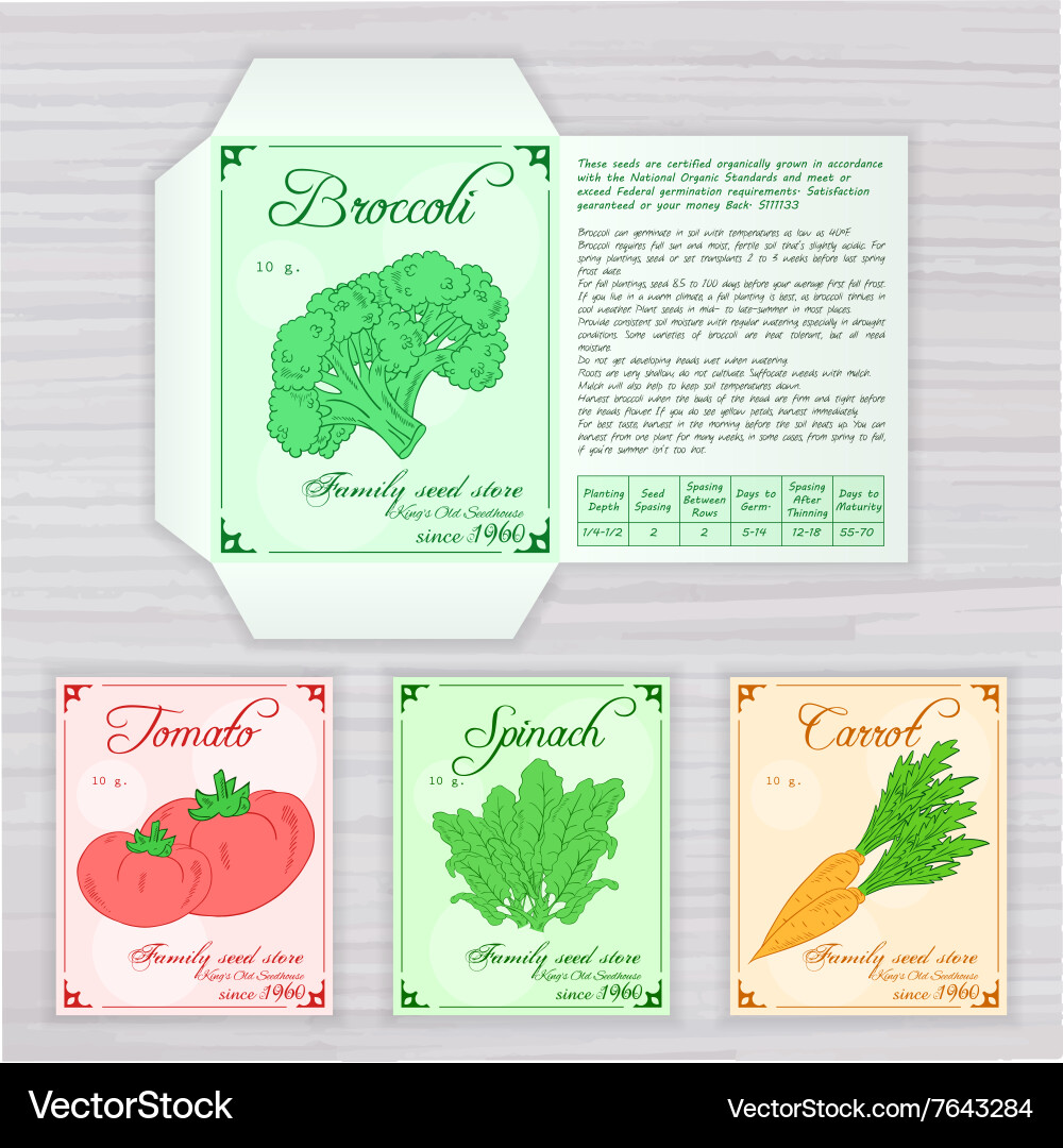 Printable template of seed packet with image name Vector Image
