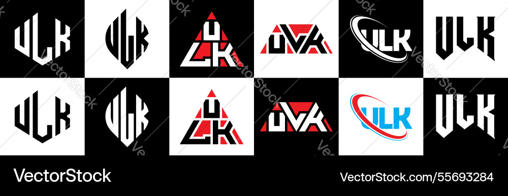 Ulk letter logo design in six style polygon Vector Image