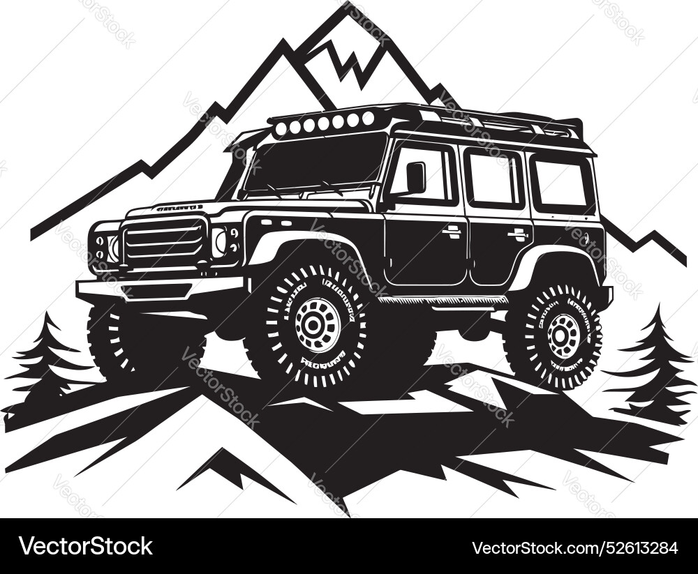 Vantage 4x4 suv and mountain majesty Royalty Free Vector