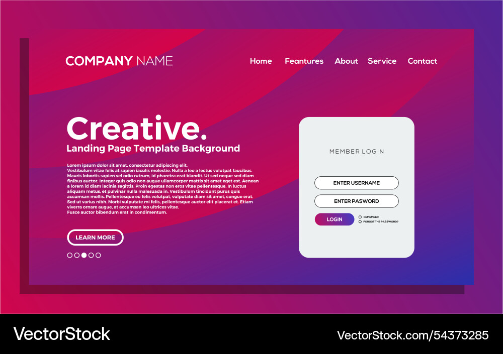 Abstract landing page template Royalty Free Vector Image