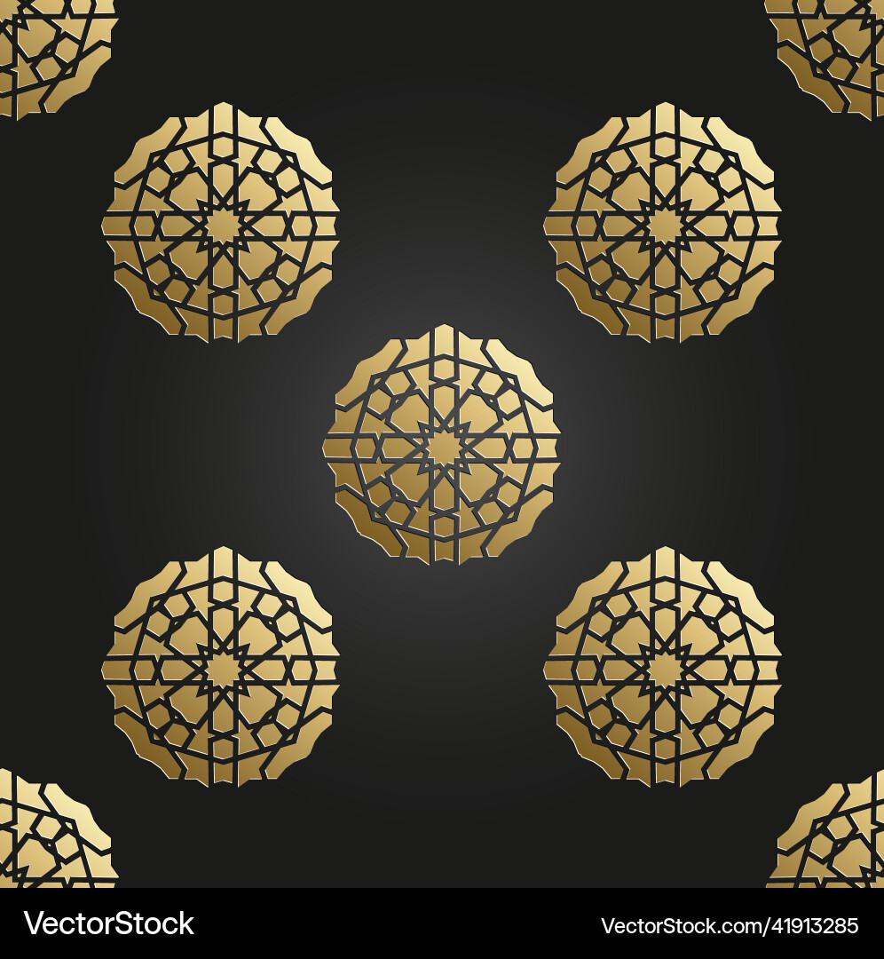 Gold seamless islamic pattern with radial ornament